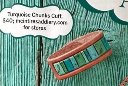 Cuff - Leather Turquoise Chunks – McIntire Saddlery - Web Store